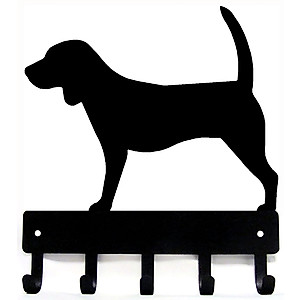 The Metal Peddler Beagle Key Holder for Wall - Small 6 inch Wide with 5 Hooks - Made in USA