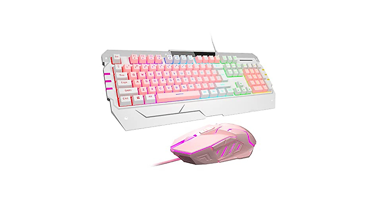 Pink Gaming Keyboard and Mouse Combo – RGB Backlit Set