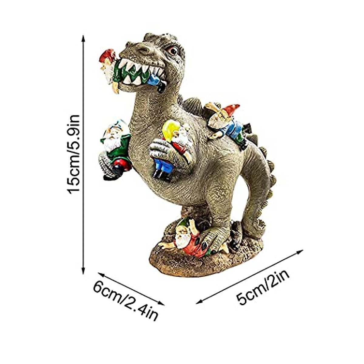 Dinosaur Eating Gnomes Garden Art Decor Outdoor Statue Art Decoration for Lawn Yard Housewarming Garden Gift