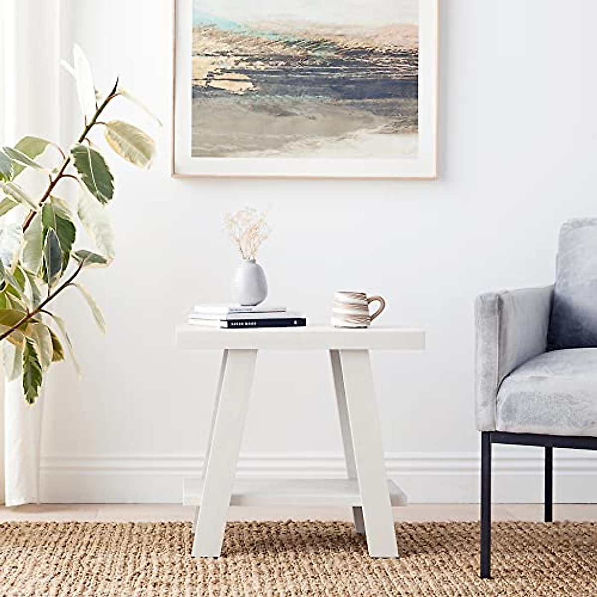 Roundhill Furniture Athens Contemporary Wood Small End Table, White