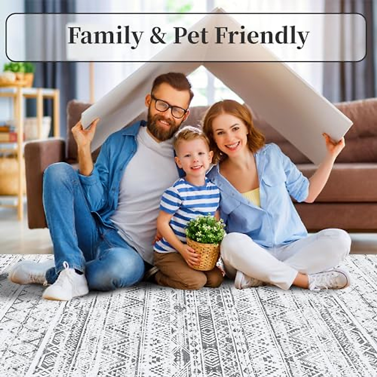 JOLENE.K Modern Area Rug 2x6 Boho Rug Hallway Rug Washable Rugs Runner Gepmetric Carpet Non-Slip Kitchen Runner Rug Distressed Rubber Backing Runners Carpet for Entryway Bedroom Laundry Room