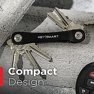 KeySmart Flex - Compact Key Holder and Keychain Organizer (up to 8 Keys, Black)