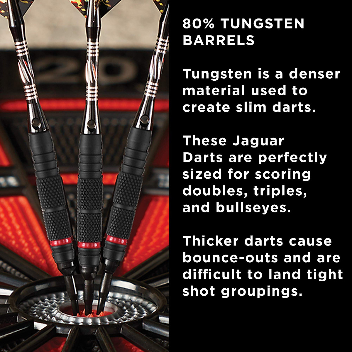 Viper by GLD Products unisex adult Viper Jaguar 80 Tungsten Soft Tip Darts with Storage Travel Case Medium Knurling 18 Grams, Red, Two Wide Knurled Sections US