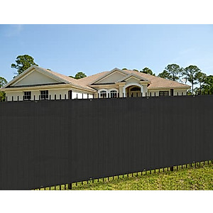 COARBOR 5'x44' Vinyl Coated Polyester (PVC) Mesh Privacy Fence Screen Fencing for Back Yard Deck Patio Garden Blocker Barrier 80% Blockage with Gommets on Edges 280GSM-Black