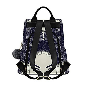 ALAZA African American Woman with Curly Hair Backpack Purse for Women Anti Theft Fashion Back Pack Shoulder Bag