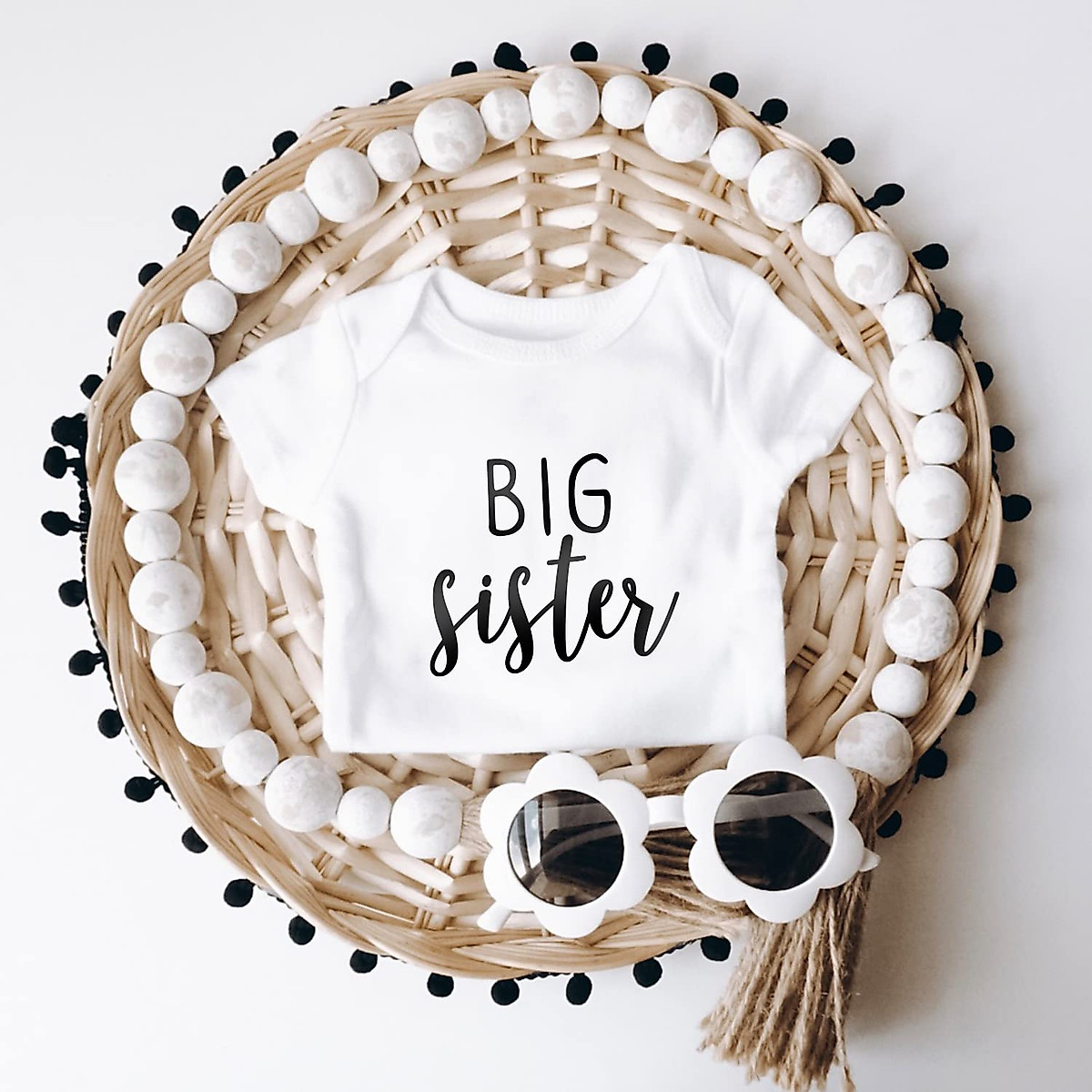 Printique Organic GOTS Certified Baby Onesie Unisex Bodysuit 0-18 months - Big Sister | Family Baby Announcement (Big Sister, 6-9 Months)