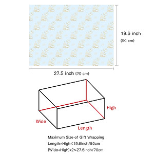 LeZakaa Birthday Wrapping Paper Sheet - Blue Color with Gold Foil - Birthday Party/Cake/Banner/Gift Box for Gift Wrap - 27.5" x 19.6" x 8 Sheets