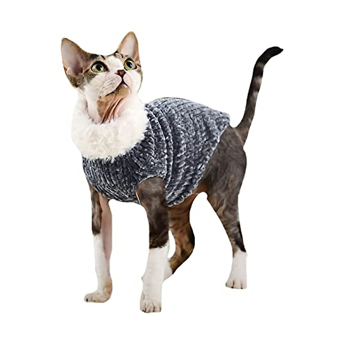 Toysructin Hairless Cat Turtleneck Sweater for Small Medium Cats Dogs, Winter Warm Cat Pullover Shirt Coat Soft Skin-Friendly Vest Sweaters, Pet Kitten Clothes Jumpsuit Shirts for Sphynx, Cornish Rex