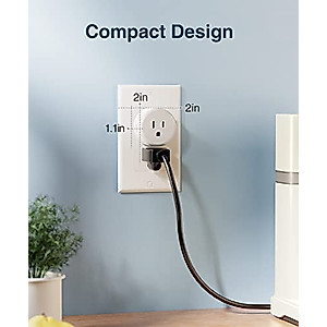 Mini Smart Plug, WISEBOT WiFi Plug Surge Protector Works with Alexa and Google Home, Plug-in Outlet Socket APP Control, Timer Function, ETL FCC Listed, No Hub Required, 2.4GHz WiFi Only, 10A/1200W