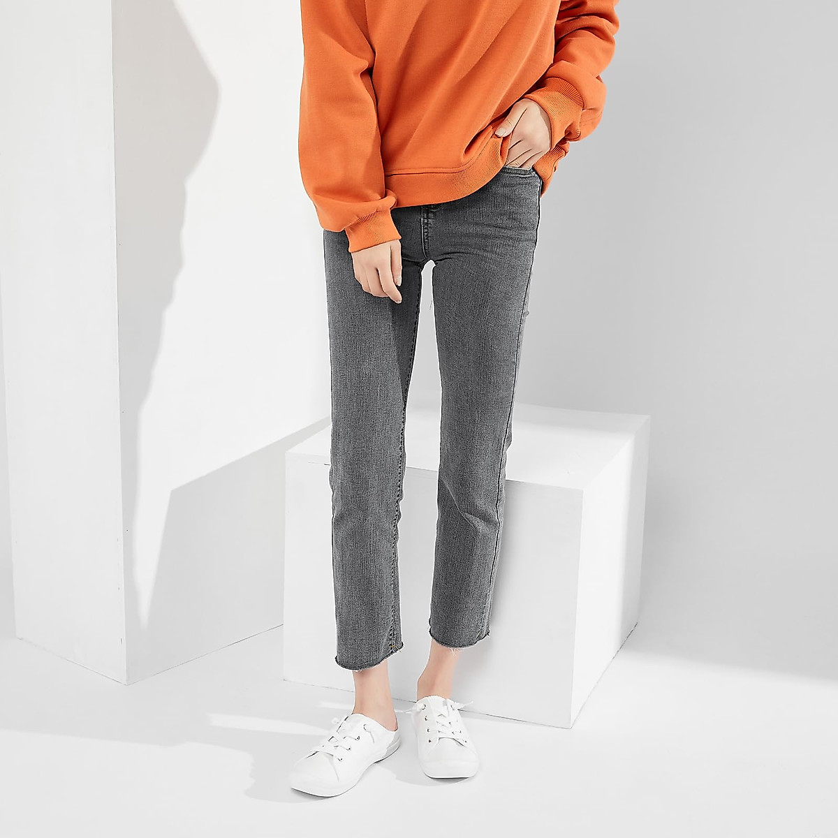 Womens Canvas Mule Sneakers,Memory Foam Backless Sneakers,Casual Slip on Shoes for Women(New White.US7)