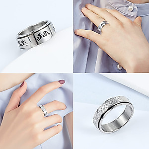 VALDEAS 12Pcs Stainless Steel Fidget Band Rings Anxiety Rings Size 6