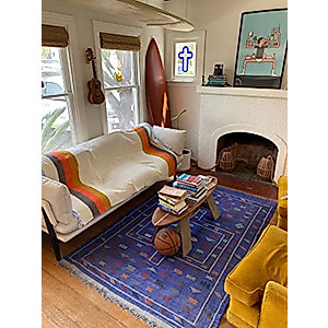 Sundream Supply Mexican Blanket - Thick Authentic Handwoven Beach Blanket, Perfect Outdoor Serape Throw for Picnics Yoga & Camping, Soft Home Decor Falsa Throw, Baja Blanket (Brown, Orange & Gold)