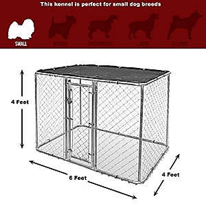 MidWest Homes For Pets Chain Link Portable Kennel with a Sunscreen, 6 by 4 by 4-Feet
