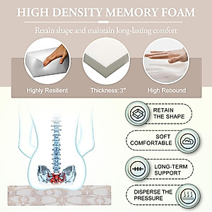 Wellsin Outdoor Chair Cushions for Patio Furniture - Outdoor Cushions for Chairs - Water Resistant Patio Chair Cushions Set of 4, 18.5"X16"X3", Flower Beige