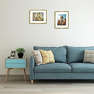 Frametory, 16x20 Picture Frame with Mat for 11x14 Picture- - High Definition Glass Wide Molding - Preinstalled Wall Mounting Hardware (Gold, 1 Pack)