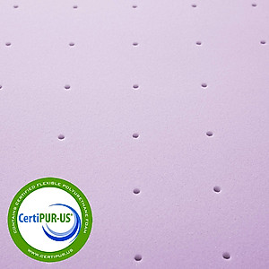 Mellow 2 Inch Ventilated Memory Foam Mattress Topper, Soothing Lavender Infusion, CertiPUR-US Certified, Short Queen