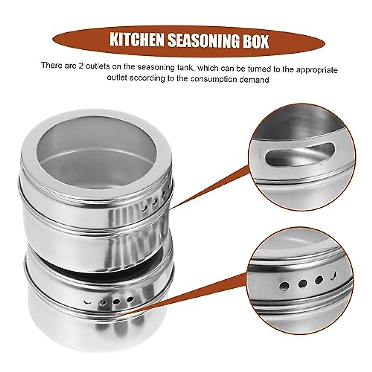 INOOMP 4pcs Stainless Steel Seasoning Jar Dispenser Container Magnetic Container Metal Container Metal Seasoning Shakers Rub Container Tins Stainless Steel Shaker Pepper Shakers Sugar Jar