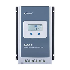 EPEVER MPPT Solar Charge Controller Tracer1210AN, 10A, 12/24V auto Work; Max PV Input Power 130W @12V Battery or 260W @24V Battery. Support Gel AGM Flooded Sealed Lithium Batteries, Gray and White