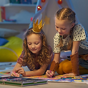 ARTEZA Kids Painting & Drawing Kit, 75-Piece Bundle, 18 Mini Colored Pencils, 16 Watercolor Paints, 14 Oil Pastels, 14 Crayons