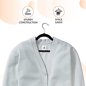 Amazon Basics Slim, Velvet, Non-Slip Suit Clothes Hangers, Black/Silver - Pack of 30