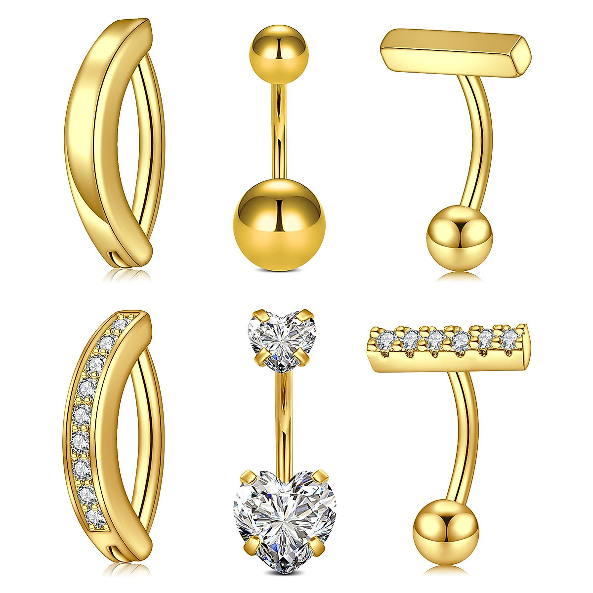 QWALIT Gold Belly Button Ring Belly Rings for Women Belly Button Rings Surgical Steel Clicker Belly Ring Simple Belly Piercing Belly Button Piercing Jewelry