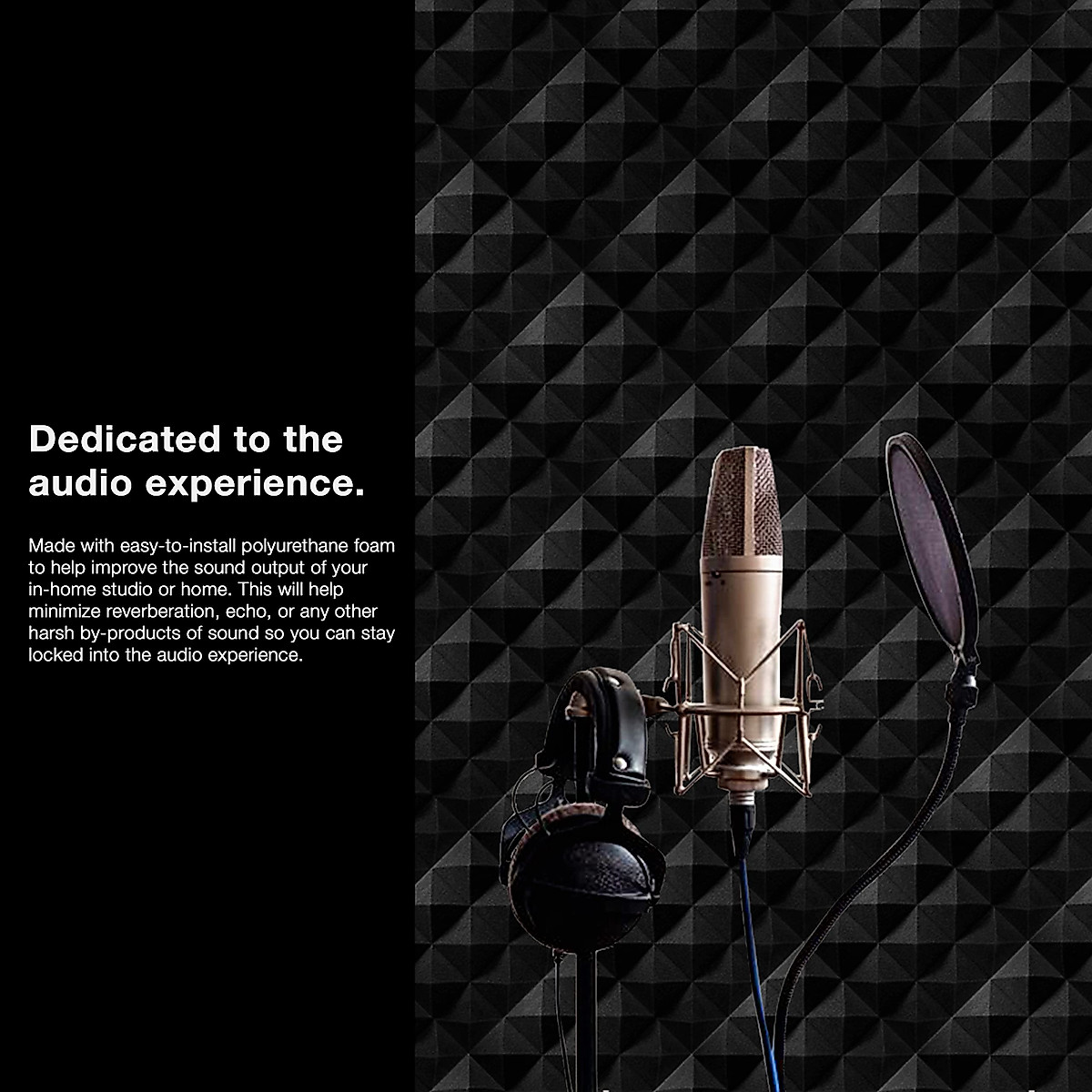 Sonic Acoustics 2" X 12" X 12" Acoustic Foam Panels, Pyramid Recording Studio Wedge Tiles, Sound Panels, Sound Absorbing Panel, Soundproofing Isolation Treatment for Walls (24 Pack, Black)