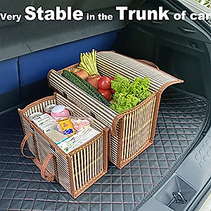 Picnic Basket Empty for 2 ＆ 4 Foldable,Easter Basket Storage of Plastic Easter Eggs and Easter Candy with Handle Lid.(Large)