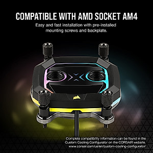 CORSAIR Hydro X Series XC5 RGB PRO CPU Water Block - AMD Socket AM5, AM4 - Copper Cold Plate - More Than 110 Micro-Cooling Fins - 16 Vivid RGB LEDs, Black