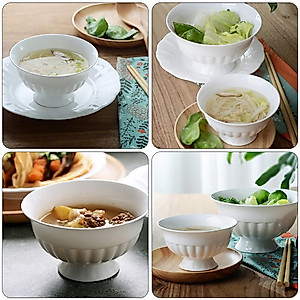 DOITOOL Ceramic Footed Bowl Round Pedestal Bowl Decorative Fruit Bowl Holder Dessert Display Stand for Kitchen Counter Centerpiece Table Decor Serving Fruit Tray White