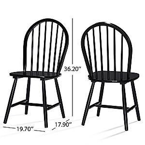 Christopher Knight Home Declan Farmhouse Cottage High Back Spindled Rubberwood Dining Chairs, 2-Pcs Set, Black