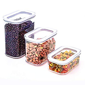 Glad Food Storage Containers Airtight with Lids | Stackable Canisters for Cereal, Pasta, Baking Supplies | Kitchen Pantry Organization | Assorted Sizes, Set of 3, Clear