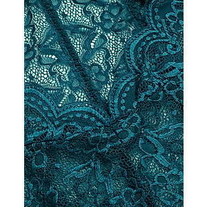 klier Lingerie for Women One Piece Teddy Floral Lace Bodysuit Babydoll Chemise Sleepwear Dark Green