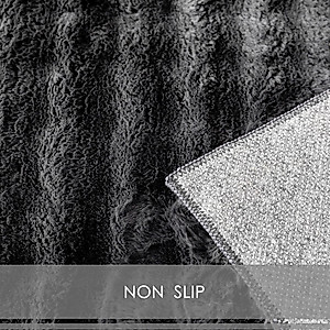 KORBLISS Ultra Soft Luxurious Faux Rabbit Fur 4x6 Area Rug, Machine Washable Non-Slip Indoor Carpet, Suitable for Bedroom, Dining Room, and Home. Pom-pom Dark Grey