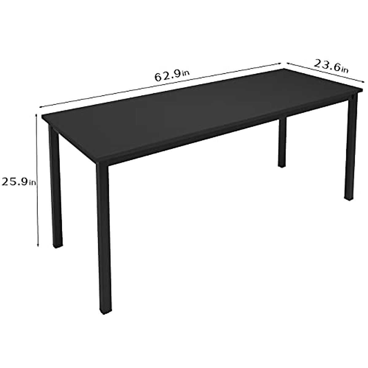 sogesfurniture 62.9 inches Office Desk Computer Desk Gaming Desk Computer Table Sturdy Writing Workstation for Home Office, Black