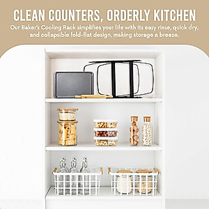 Linden Sweden Metal Baker’s Cooling Rack | Cooling Racks for Cooking and Baking | Storage for Craft and Baking Supplies | Collapsible Racks for Pizza Stones, Cookie Sheets, Baking Pans | 22”x 10”x 1”