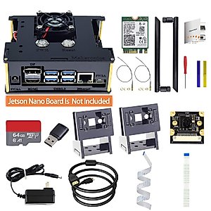 Makeronics Developer Kit for Jetson Nano -IMX 219-77 Camera Module with Camera Case| 64GB Class 10 TF Card with Card Reader | Jetson Nano Acrylic Case for A02 and B01