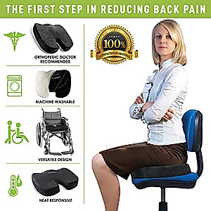 ComfySure Memory Foam Seat Cushion for Office Chair with Removable Microfiber Cover - Coccyx, Tailbone, Sciatica, Lower Back Support and Pain Relief - Fits Most Office, Computer Chairs and Car Seats