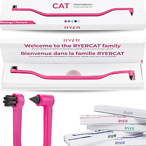 RYERCAT Set of Dual Sided Cat Toothbrushes - Kitten Toothbrush with Micro Head to fit into Kittens Mouth - Cat Dental Care Supplies Pet Toothbrush for Cats (Flamingo Pink and Space Blue)
