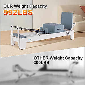 JOYRIDER Pilates Reformer Machine, Pilates Reformer Workout Machine for Home Gym Bed Yoga, Studio Grade Pilates Machine Equipment Full Body Workout -Up to 992 lbs Weight Capacity(Gray)