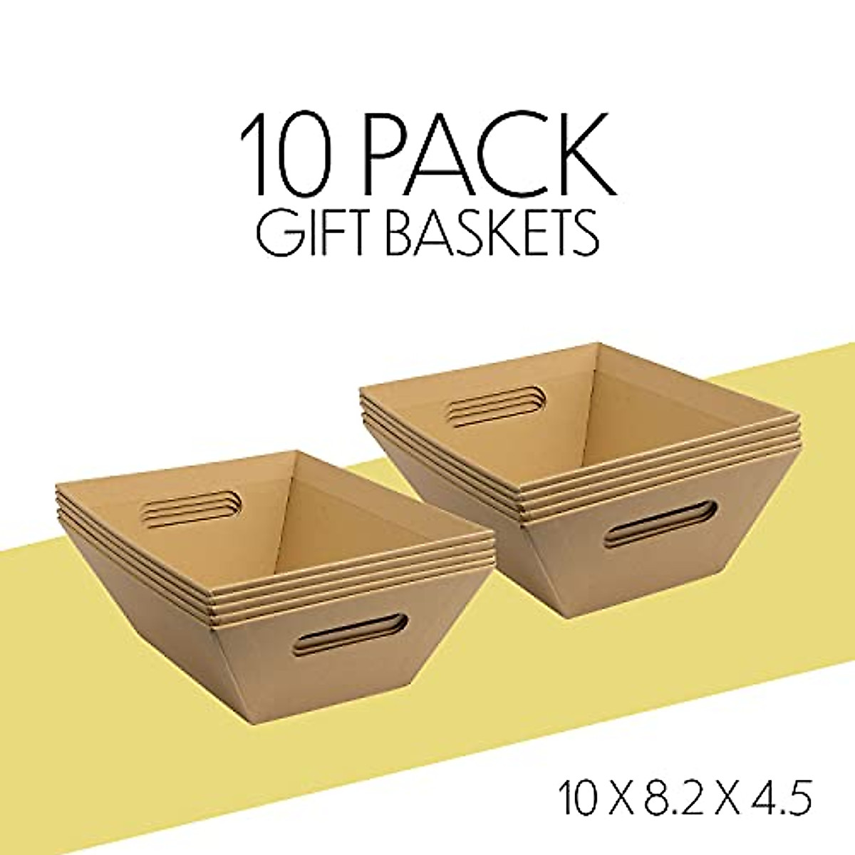 [10 Pk] Baskets for Gifts Empty| 8x10” Small Rectangular Kraft Basket with Handles|Wine, Christmas, Easter| Snacks, Farmers Market, Charity, Organizing, Shelf| Gift to Impress-Upper Midland Products