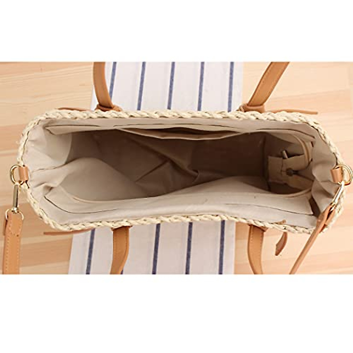 H.S.G.K Women's Summer Handbag Casual Multifunctional Shoulder Bags Straw Handbag Ladies Vintage Square Basket