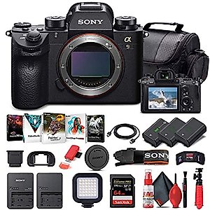 Sony Alpha a9 II Mirrorless Digital Camera (Body Only) (ILCE9M2/B) + 64GB Memory Card + 2 x NP-FZ100 Battery + Corel Photo Software + Case + External Charger + Card Reader + LED Light + More (Renewed)