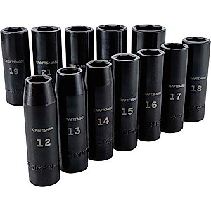 CRAFTSMAN Impact Socket Set, Metric, 1/2-Inch Drive, Deep Impact Sockets, 12-Piece (CMMT15887)