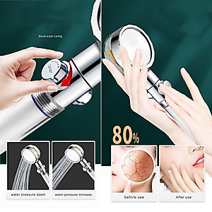 High Pressure Shower Heads 3 Pieces Handheld Turbo Fan Shower Head With Filters Stainless Hose 360 Degrees Rotating Shower Head Jet Shower Head Kit Turbocharged Pressure Propeller Driven Showerhead Ea