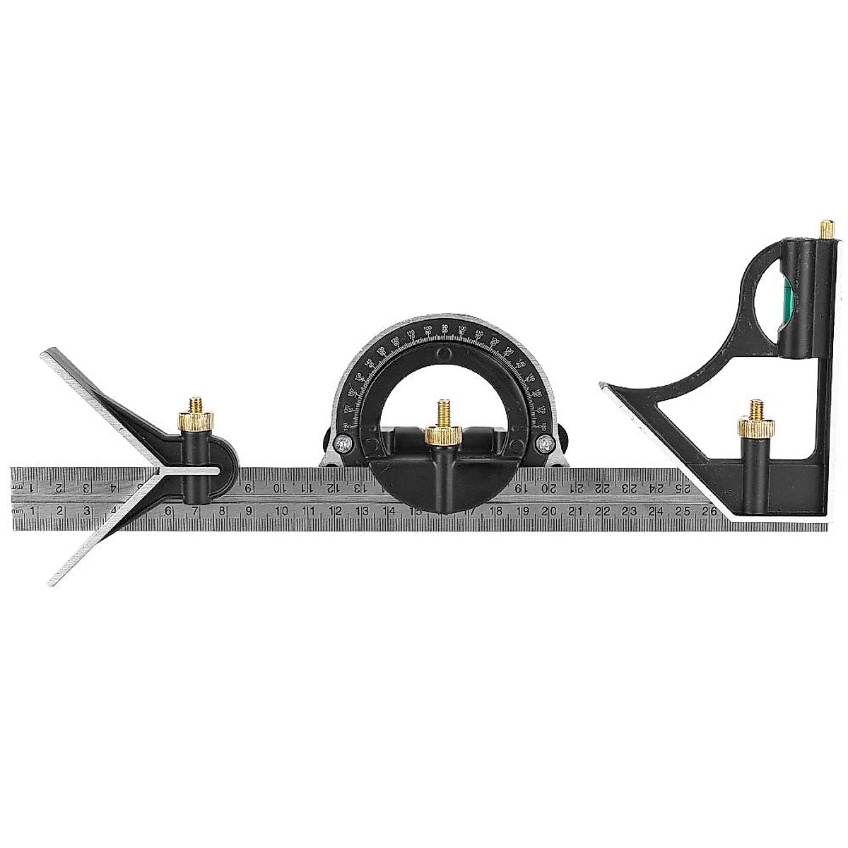 Combination Set 0 to 180° Carpentry Stainless Steel Angle Ruler Combination Tri Protractor Measure Tool