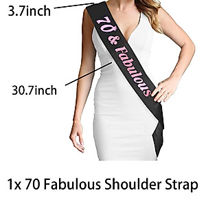 Finypa 70th Birthday Decorations for Women - 70th Happy Birthday Decoration Gold Rose with Sash, Number 70 Foil Balloon, Happy Birthday Banner, Happy 70th Birthday Cake Topper