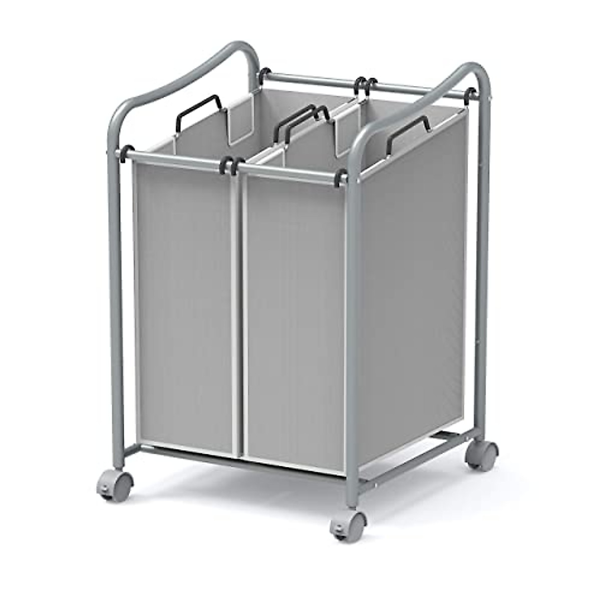 Simple Houseware Heavy-Duty 3-Bag + 2-Bag Laundry Sorter Cart, Silver