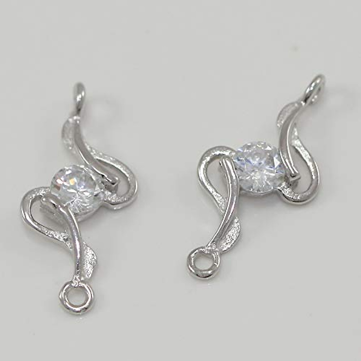 4pcs Adabele Authentic Sterling Silver 19mm Cubic Zirconia CZ Diamond Connector Jewelry Findings for for Earrings Bracelet Necklace Jewelry Making SS37