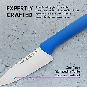 Messermeister Petite Messer 5” Chef’s Knife, Blue - German 1.4116 Stainless Steel & Ergonomic Handle - Lightweight, Rust Resistant & Easy to Maintain