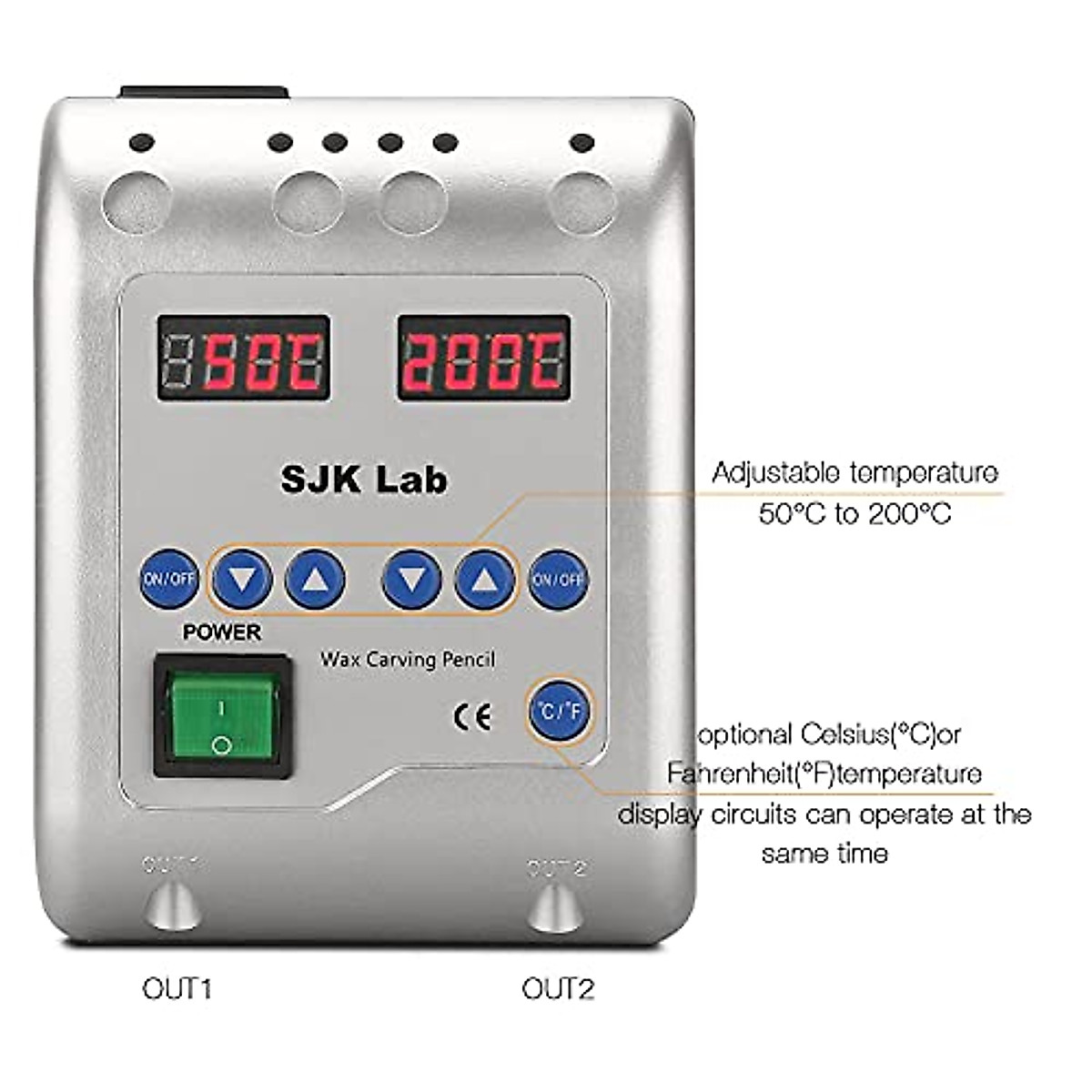 LVCHEN Dental Electric Waxer - SJK Wax Carving Pencil for Model Sculpting with Double Pens & 6 Wax Tips Dental Lab Equipment Wax Tools